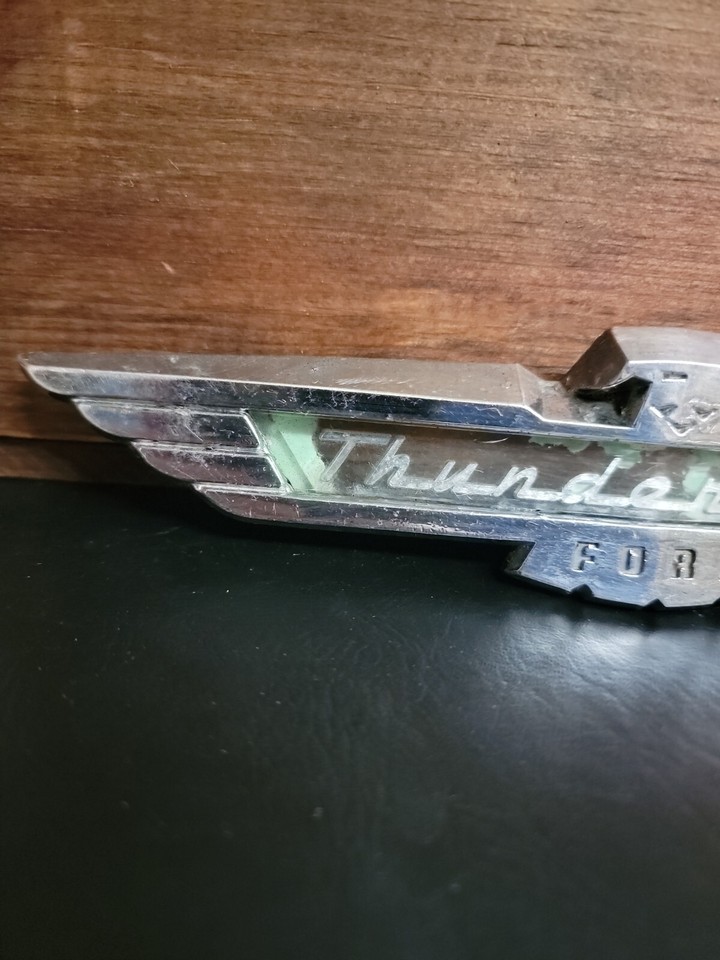 Vintage Classic Thunderbird Ford Emblem Metal Grille Badge Old Mopar ...