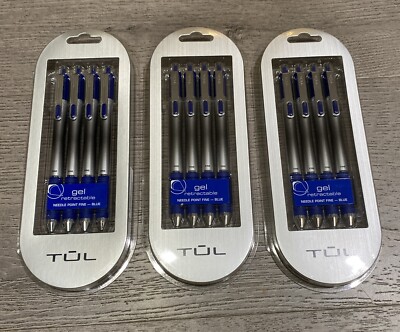3x Tul Retractable Gel Pen Pens 0.5mm Needle Point, Blue 4/Pack - New ...