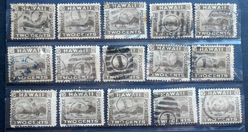 USED 1894 - 15 HAWAII - H75 2c brown x15 (Margins/Cancels) VERY FINE ...