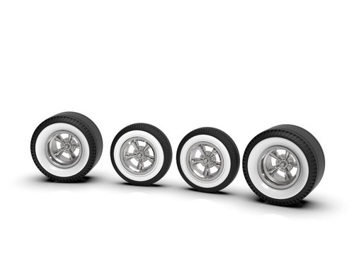 1:25 Five Spoke Front And Rear Wheels On White Wall Pie Crust Tires | eBay