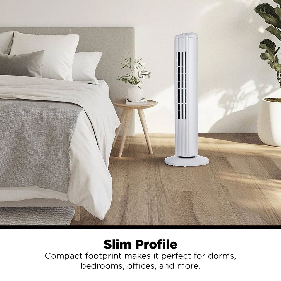 Mainstays 28" Tall 3-Speed Oscillating Tower Fan, New, Black, MSWMT24MB ...