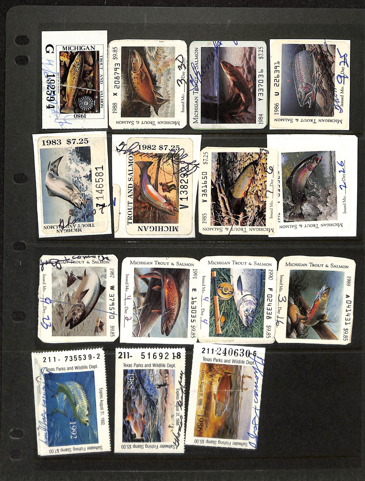 United States Fishing License Stamps, Michigan & Texas, 15 Different | eBay