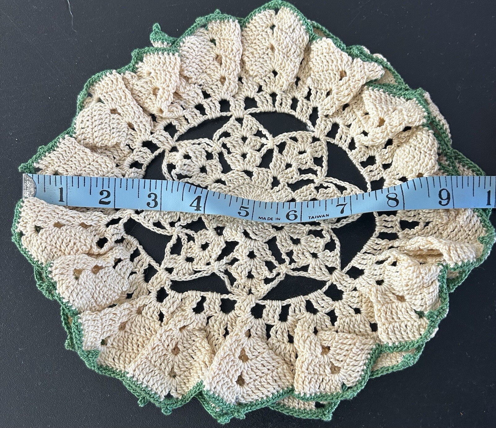 Vintage Hand Crocheted Doily Ivory Green 13" and 9" Set of 3 | eBay
