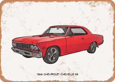 Classic Car Art - 1966 Chevy Chevelle SS Pencil Sketch - Rusty Look ...