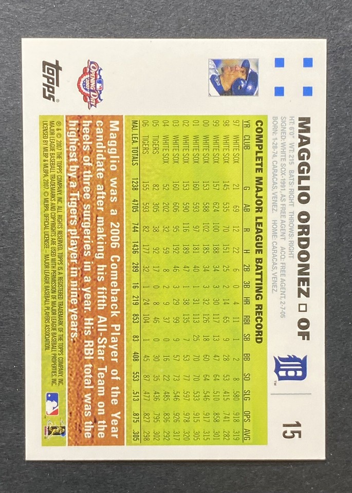 2007 Topps Opening Day - #15 Magglio Ordonez | eBay