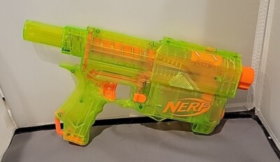 HTF Nerf Translucent Clear Green Sonic Blaster Dart Gun Recon Toy Works ...
