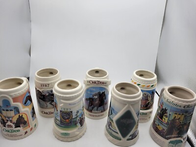 Vintage Set of 7 Oak Tree Santa Anita Park Race Track Beer Steins ...