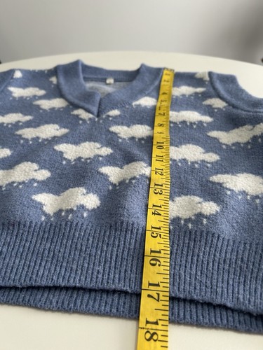 SHEIN Blue Cloud Knit Sweater Vest - Size S - Soft & Cozy Pullover | eBay