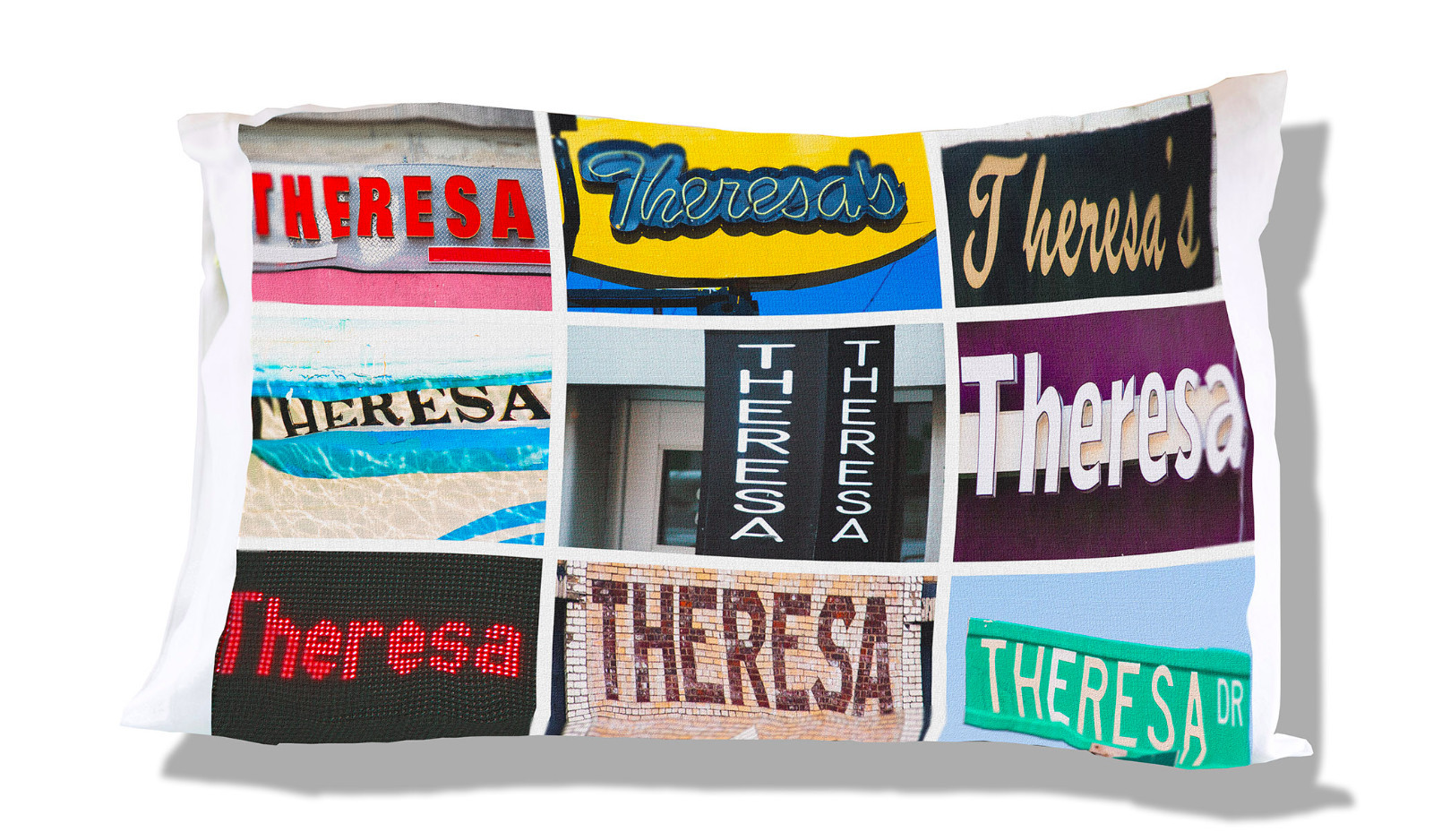 THERESA Personalized Pillowcase featuring the name in photos of actual ...