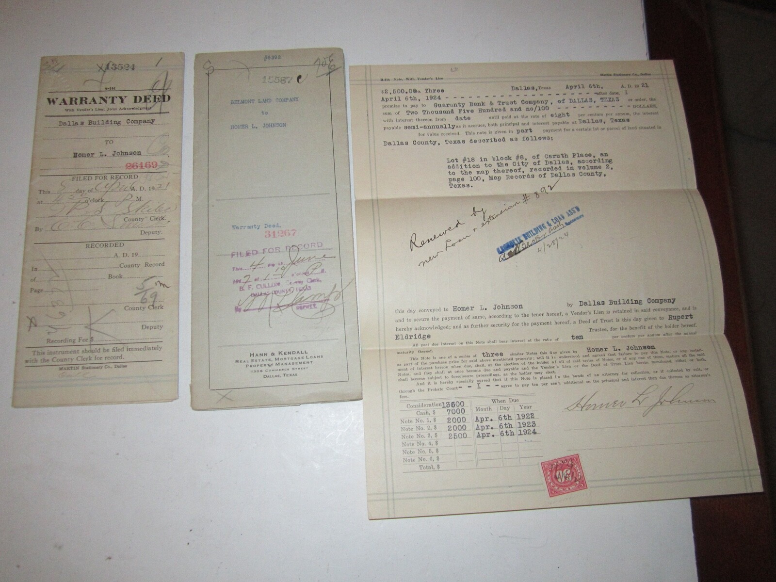 LOT OF EARLY 1900'S DEED OF TRUSTS, CONTRACTS & WARRANTY DEEDS - TUB RU ...