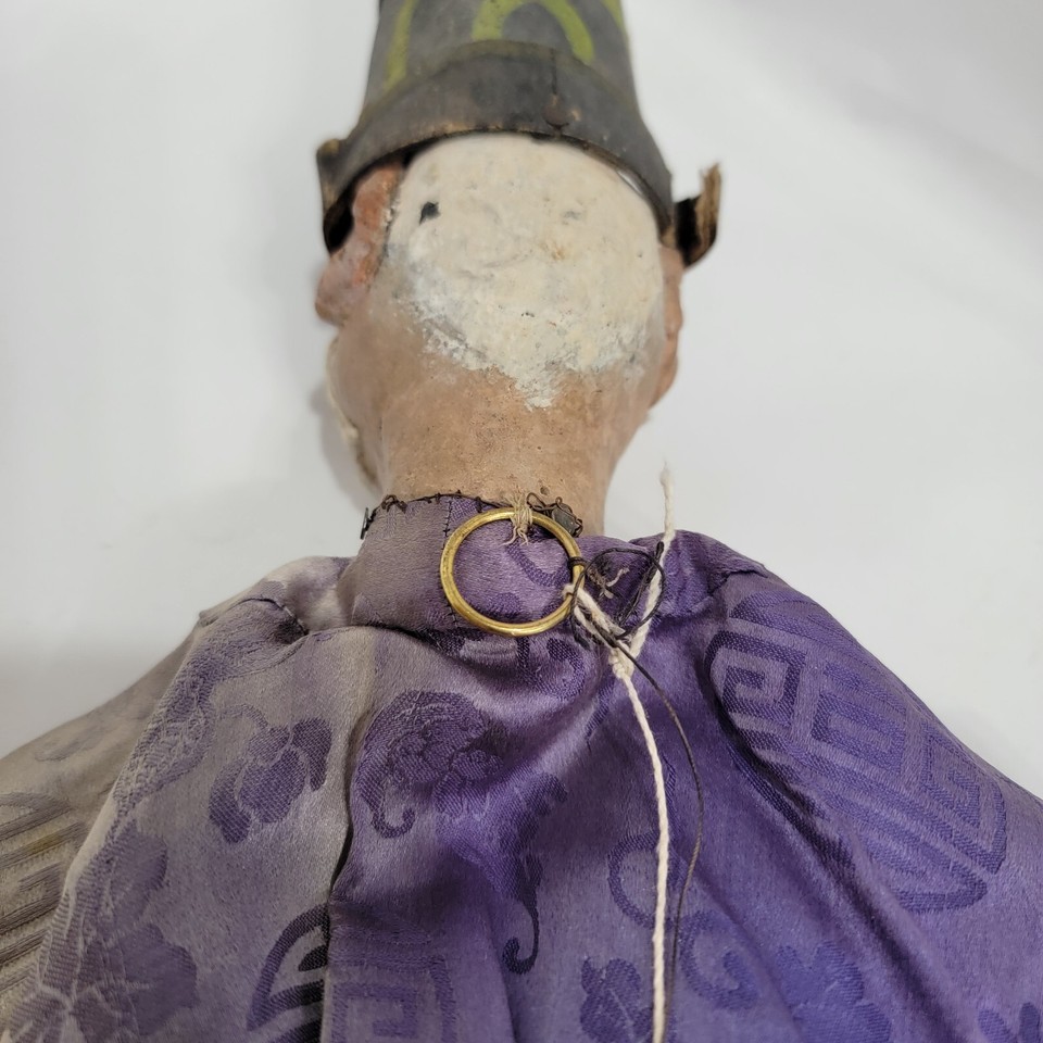 Vtg Antique Paper Mache Wizard Puppet Doll Hanging Magic Purple Hocus ...