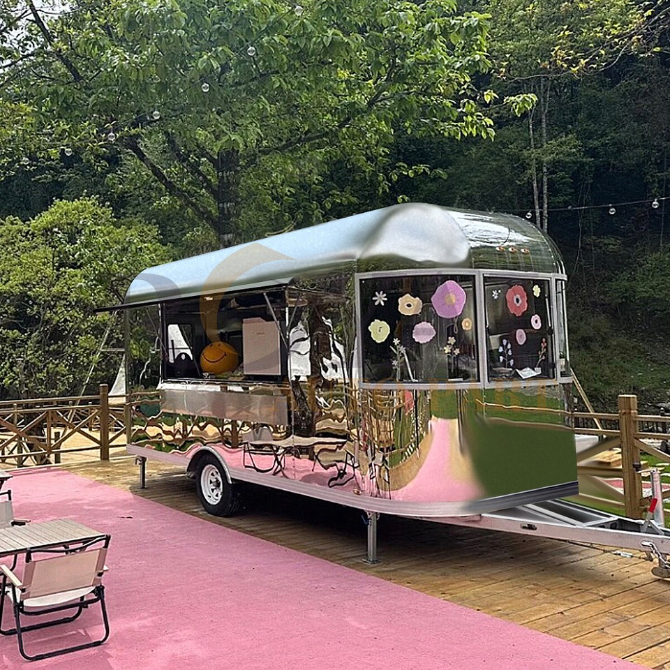 Curved Stainless Steel Customized Enclosed Mobile Concession Food ...