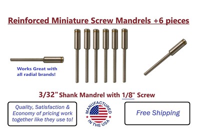 Mini Mandrel Reinforced Miniature 1/8" Screw Mandrels Radial 3/32 ...