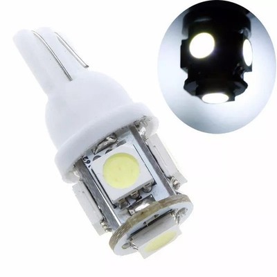 2x Cool White T10 Wedge 5-SMD 5050 LED Light bulbs W5W 2825 158 192 168 ...
