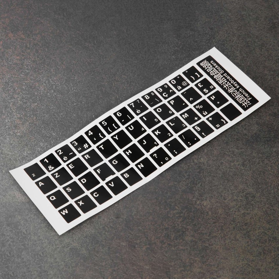White Letters French Azerty Keyboard Sticker Cover Black for Laptop PC ...