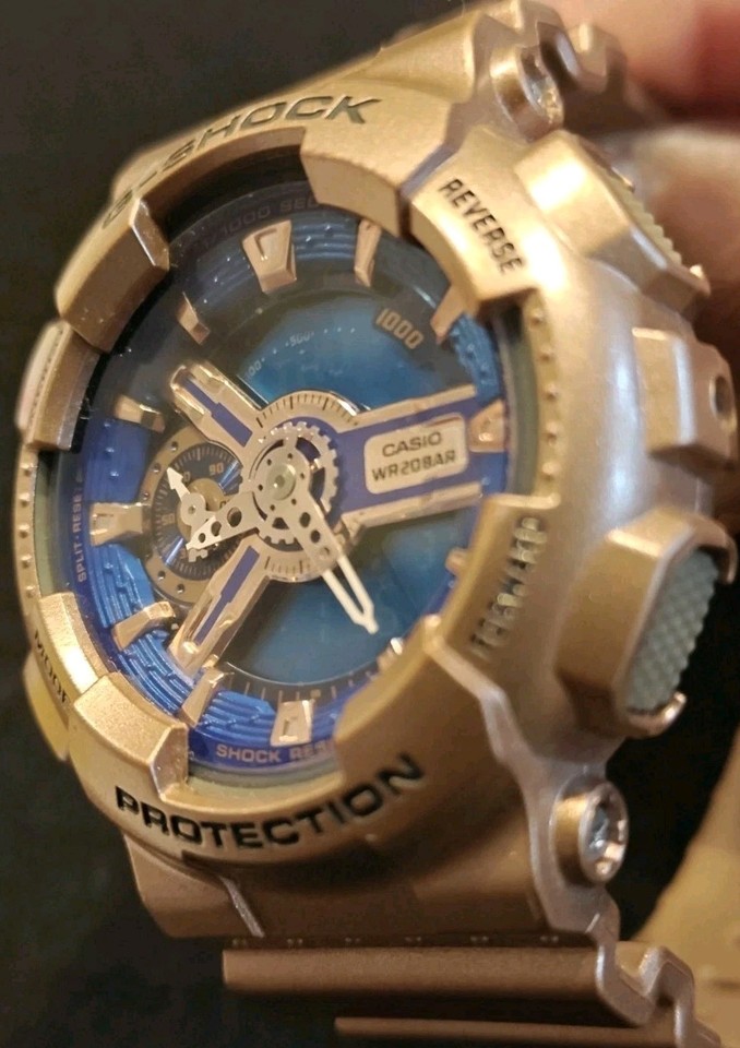 CASIO G-Shock 5425 GMA-S110GD ANALOG-DIGITAL Watch 45mm Blue Dial Rose ...