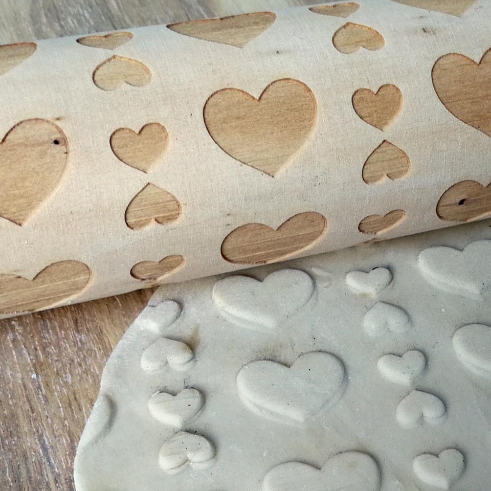 Wooden Rolling Pin Beautiful Printing Rolling Pin for Home Store Baking ...
