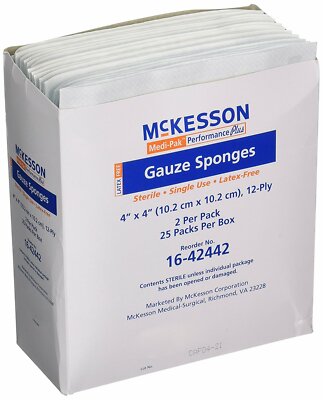 Medi-Pak Performance Plus Gauze Sponge Cotton Gauze 12-Ply 3 X 3 In ...