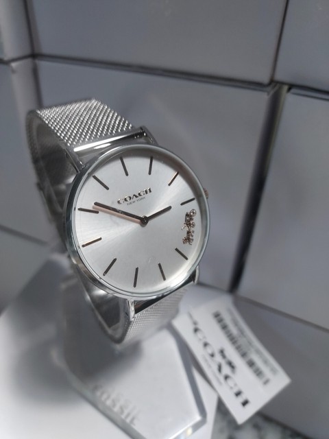 Coach Perry Analog Business Ladies Silver Band 14503124 for sale online ...