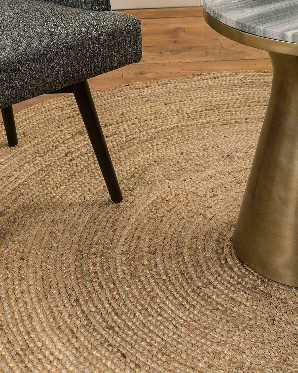 Jute Rug Round Handmade 100% Natural Jute Braided Reversible Rustic ...