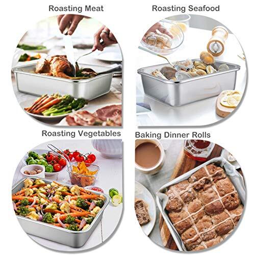 LASAGNA PAN 2 PCS BROWNIE PAN RECTANGULAR CAKE PAN DEEP LASAGNA PAN ...