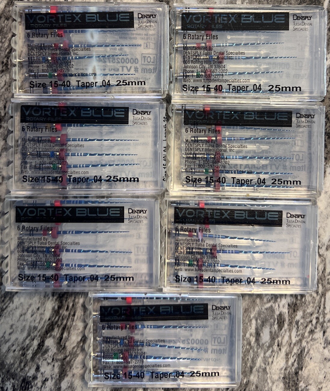 7pk Vortex Blue Rotary Files 25mm .04 Taper Dentsply Tulsa Dental | eBay