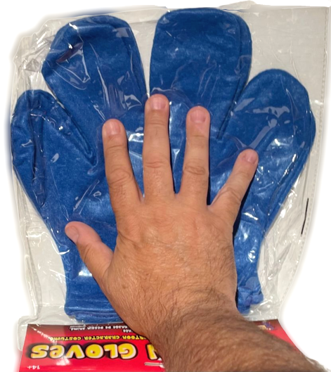 JUMBO CARTOON BLUE MITTS GLOVES Mickey Mouse Felt Clown Mime Dress ...
