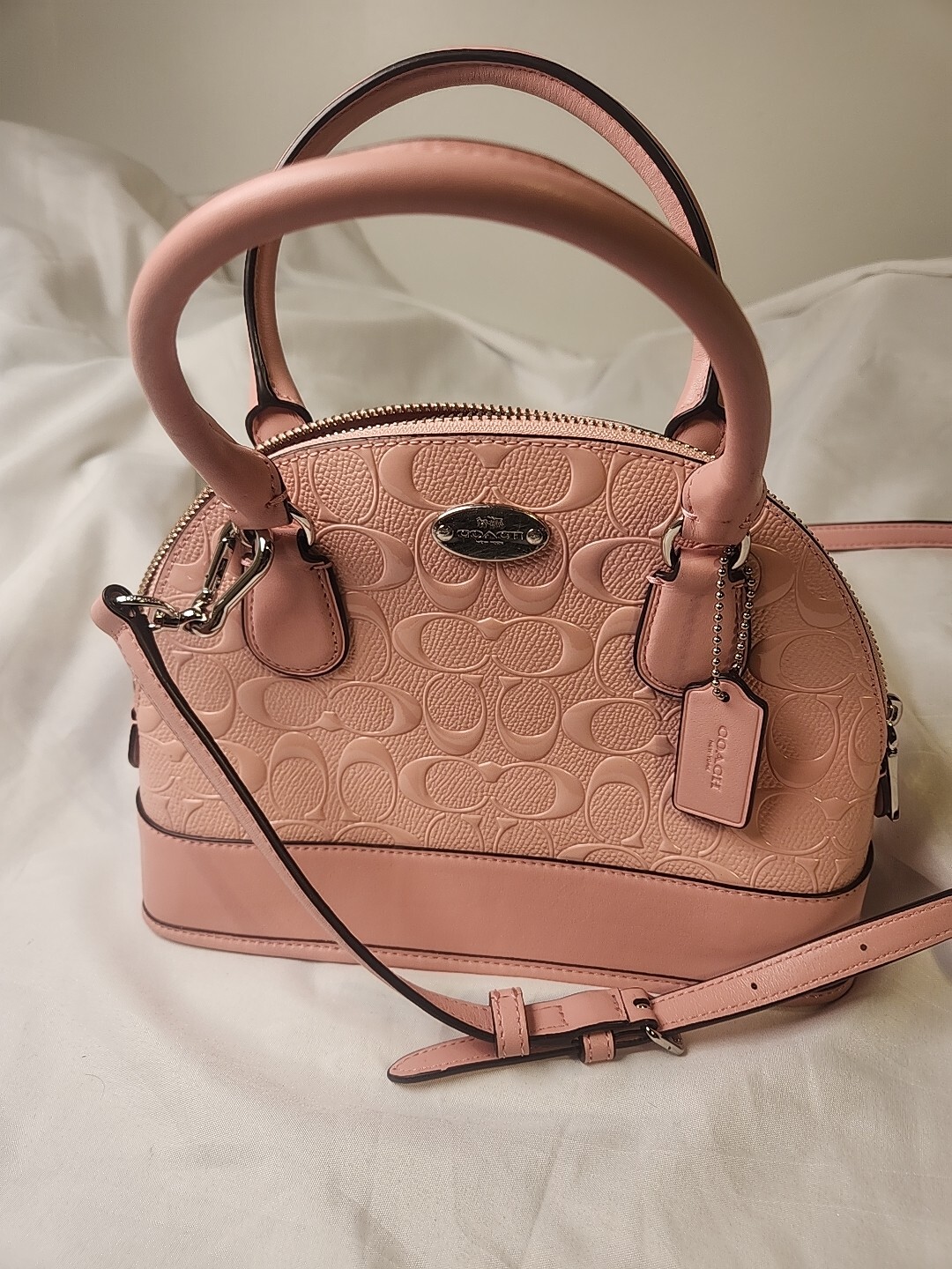 Coach Mini Cora Signature Debossed Domed Satchel | eBay