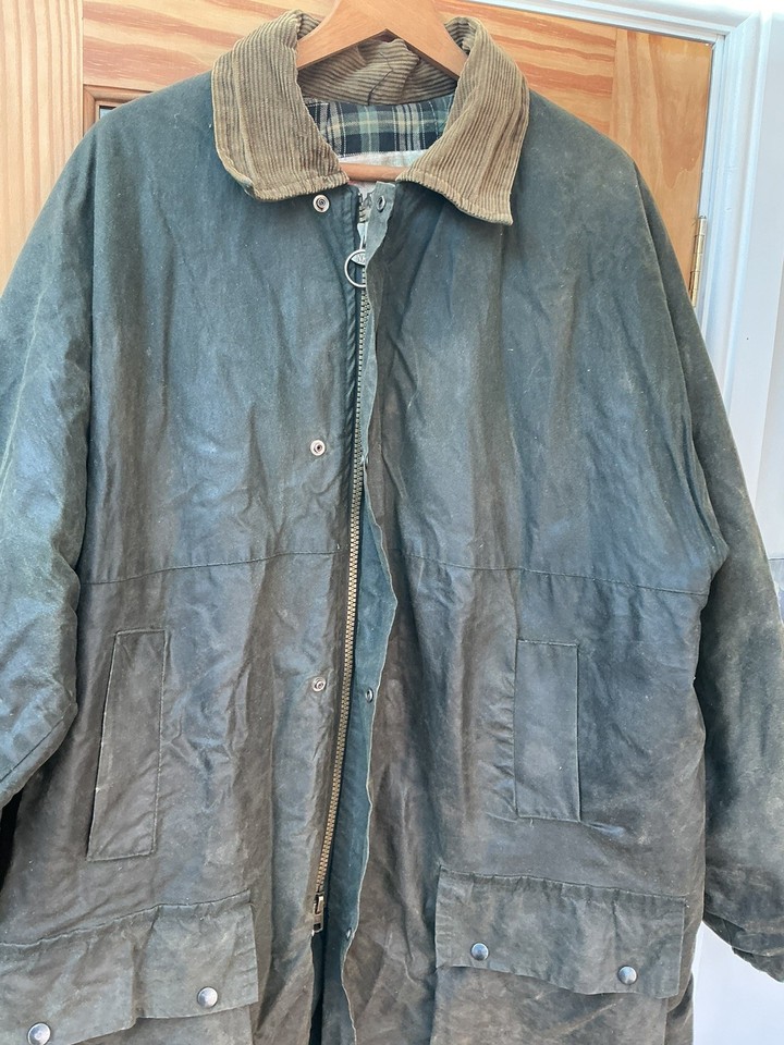 Country Waxed Cotton Jacket Men’s 4XL Green Lined Outdoor shooting ...