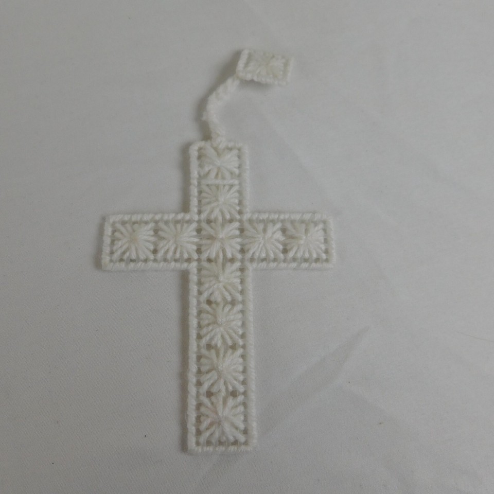 Cross Bookmarks Lot of 5 Plastic Canvas Yarn Religious Christian Blue ...