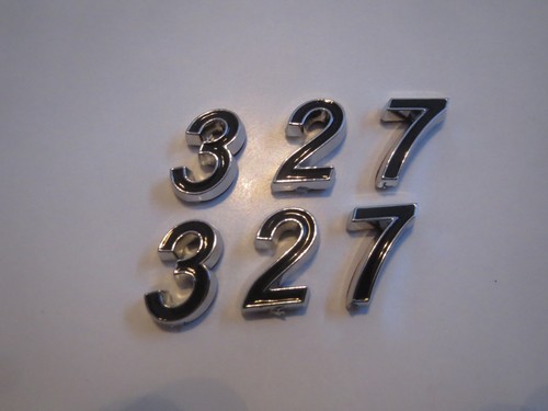 CHEVROLET 327 HOOD SCOOP FENDER TRUNK ENGINE ID EMBLEMS SET BLACK | eBay