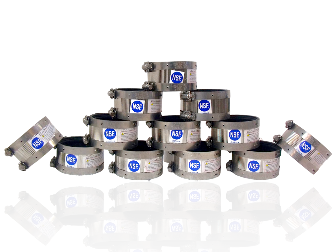 (Lot of 12) NSF CISPI 310 Stainless Steel & Rubber 3" Coupling, No-Hub ...