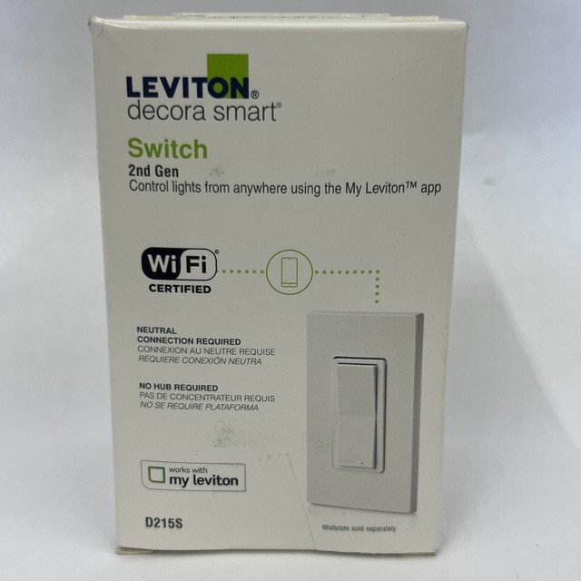 Leviton Decora Smart D215S-1BW Wi-Fi (2nd Gen) 15A Switch - White for ...
