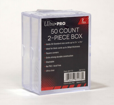 NEW 2-Pack Ultra Pro 50 Count 2-Piece Card Storage Box Case Sports ...