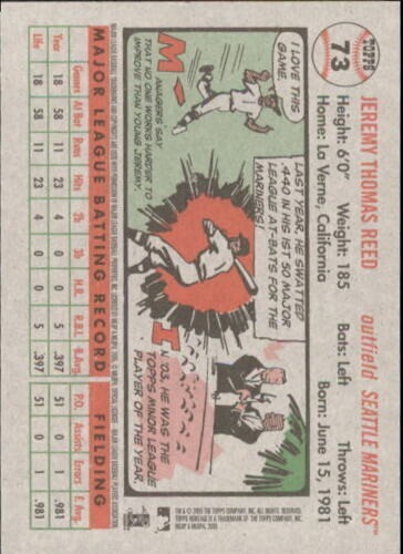 2005 Topps Heritage Seattle Mariners Baseball Card #73 Jeremy Reed | eBay