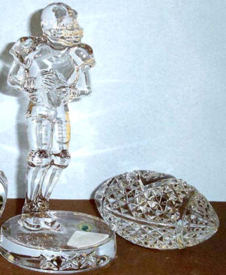Waterford Crystal Football Player Figurine & Football Paperweight 2 PC ...