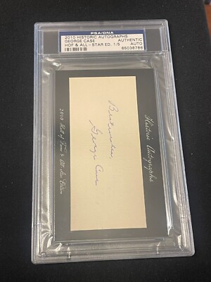 George Case 2010 HISTORIC AUTOGRAPHS HOF & ALL -STAR ED 1/5 AUTHENTIC ...