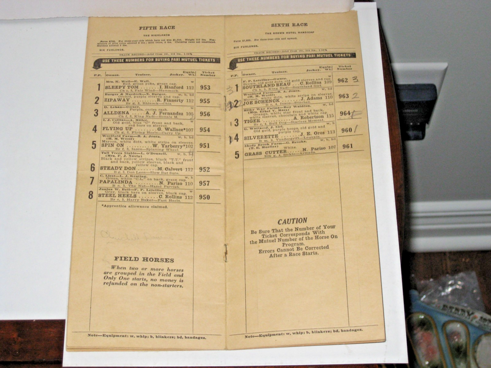 Vintage 1939-- Official Churchill Downs--65th Kentucky Derby Program ...