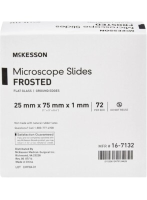 McKesson Glass Microscope Slides 1 X 3 Inch X 1 mm Frosted End 72 pcs ...