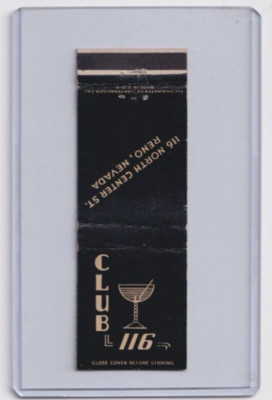 CLUB 116 Gaming Club - 1940's matchcover - Center St. - Reno, Nevada | eBay