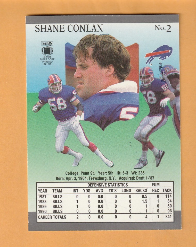 Shane Conlan Buffalo Bills AUTO Signed 1991 Fleer Ultra Penn State ...