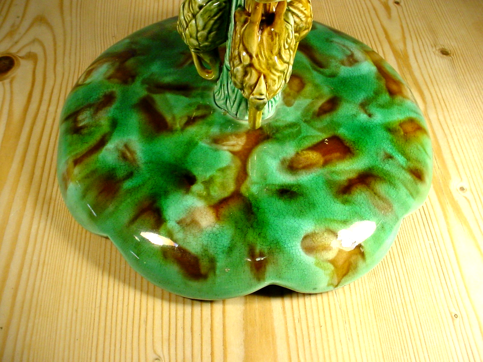 Adams & Bromley Majolica Lily Pad & Heron Compote circa 1880 | eBay UK