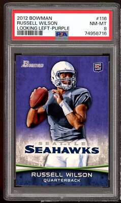 Russell Wilson Rookie Card 2012 Bowman Purple #116 PSA 8 | eBay