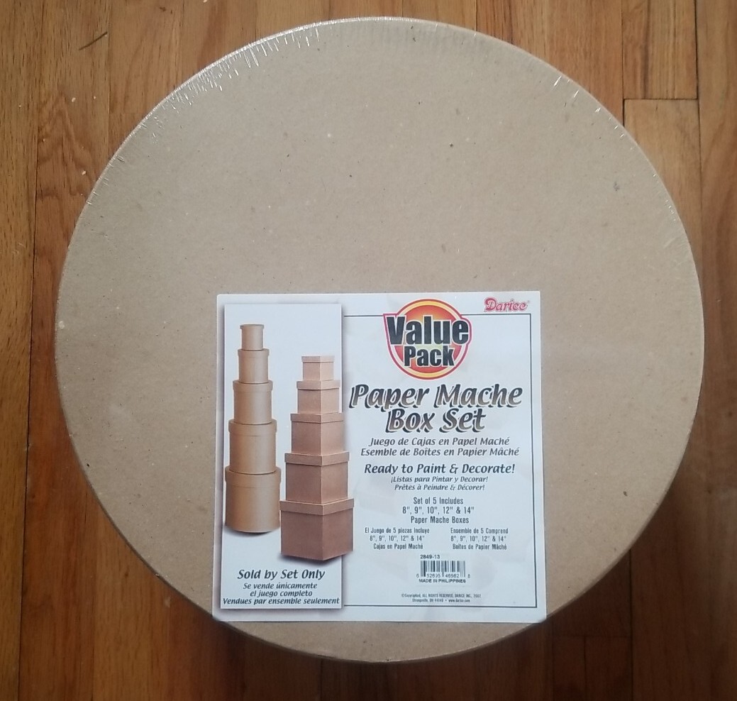 NEW! Darice Paper Mache Round Box Set of 5 Boxes DIY | eBay