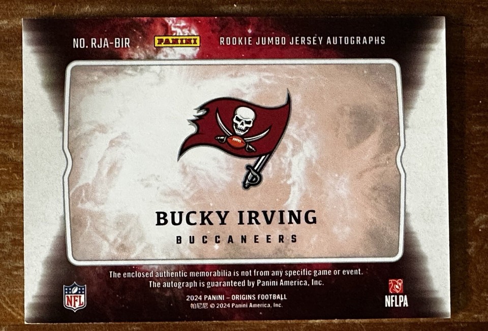2024 Panini Origins Bucky Irving Rookie RC Patch Auto RPA Buccaneers | eBay