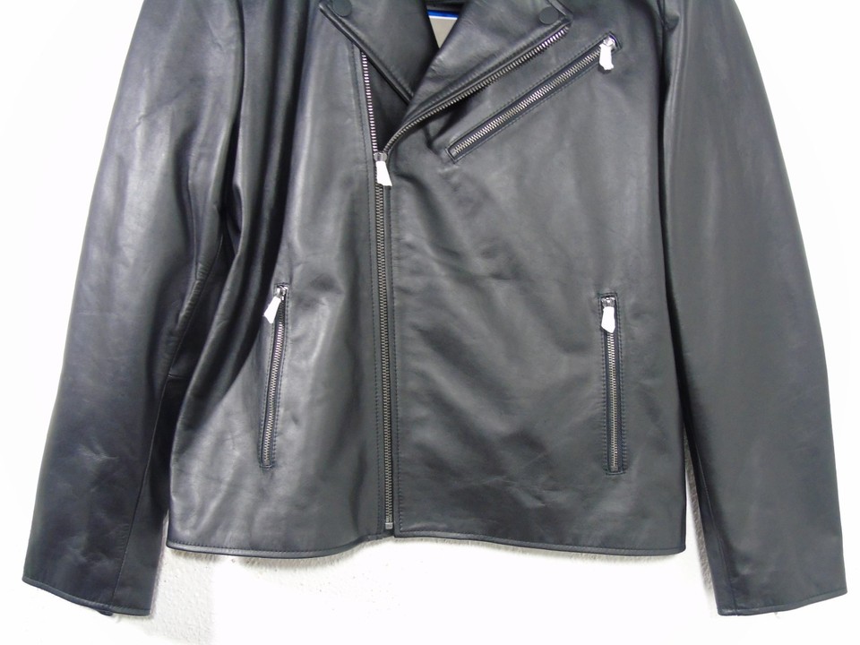 Kenneth Cole Reaction Men's Black The Iconic Leather Motorcycle/Moto ...