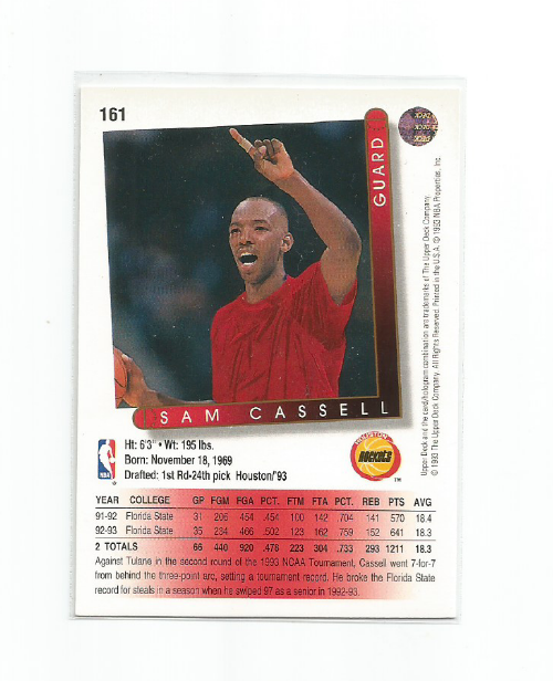 SAM CASSELL (Houston Rockets) 1993-94 UPPER DECK ROOKIE CARD #161 | eBay