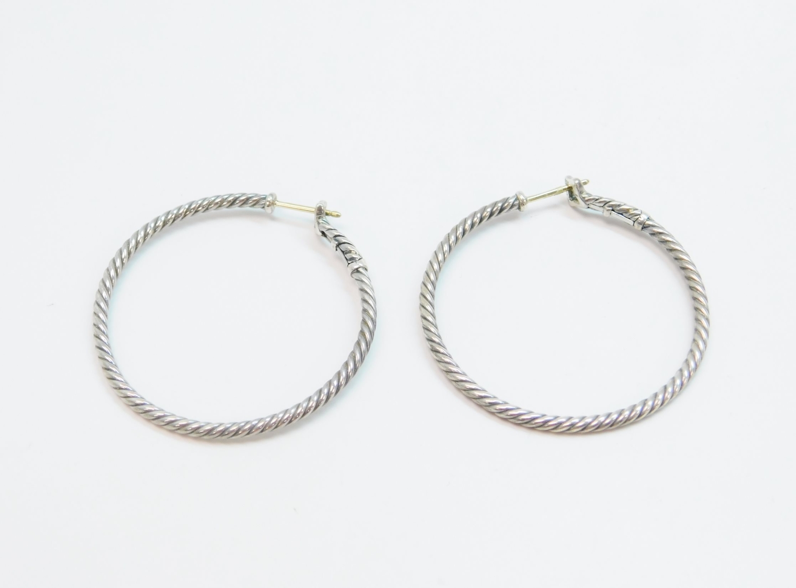 David Yurman 925 & 14K Yellow Gold Rope Chain Hoop Earrings With Dust ...