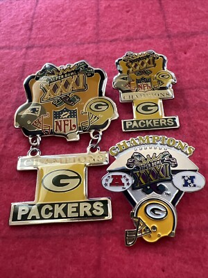 GB-PACKERS TEAM NFL. LOT OF 3 DIFFERENT SUPERBOWL 31 LAPEL PINS. RARE ...