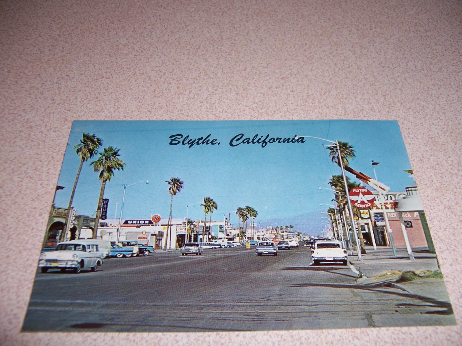 1960s BUSINESS DISTRICT, FLYING A GAS STATION SIGN, BLYTHE CA. VTG ...